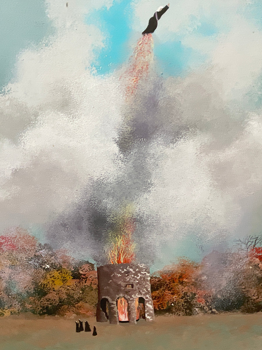 1989’s Mixed Media Painting by Jonathan Routh of Newport Tower Old Sto ...