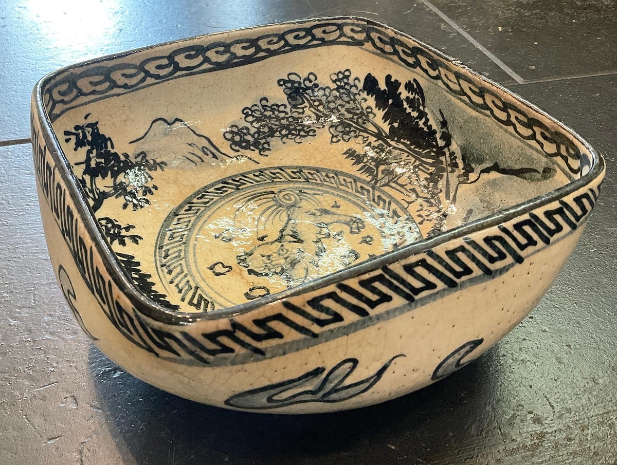 Antique Persian Fritware Bowl with Cobalt Blue Chinese Motifs – LeMay ...
