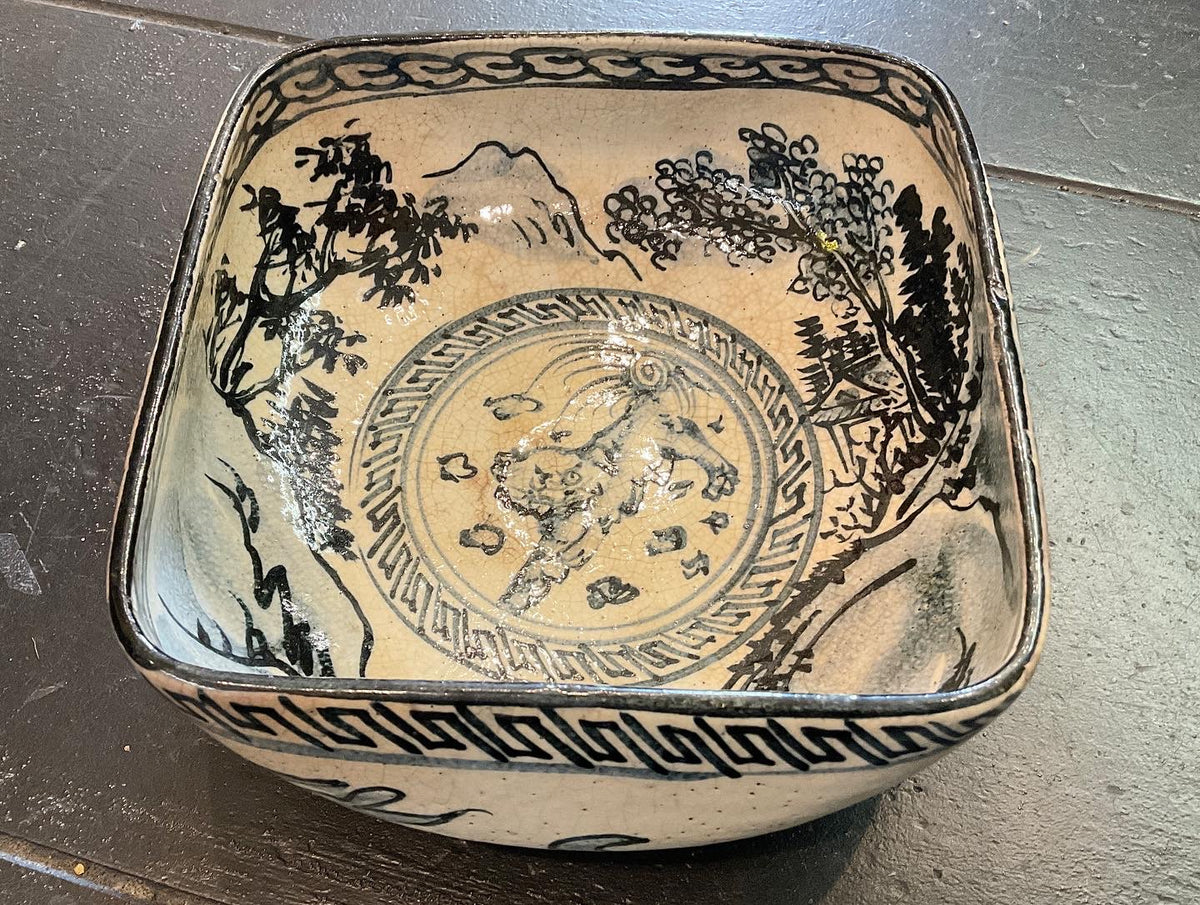 Antique Persian Fritware Bowl with Cobalt Blue Chinese Motifs – LeMay ...