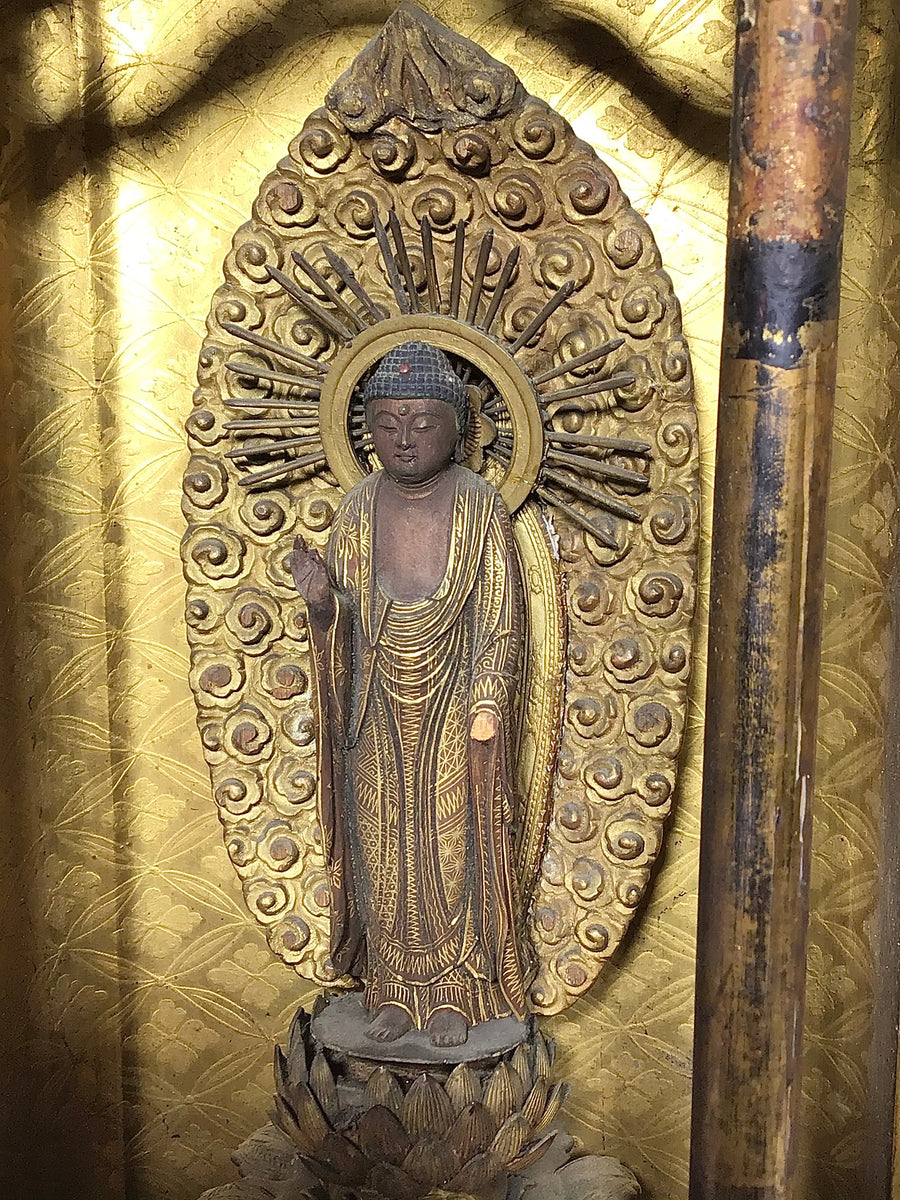 Japanese Black Lacquer Butsudan Buddha Altar with Gold Gilt Interior ...