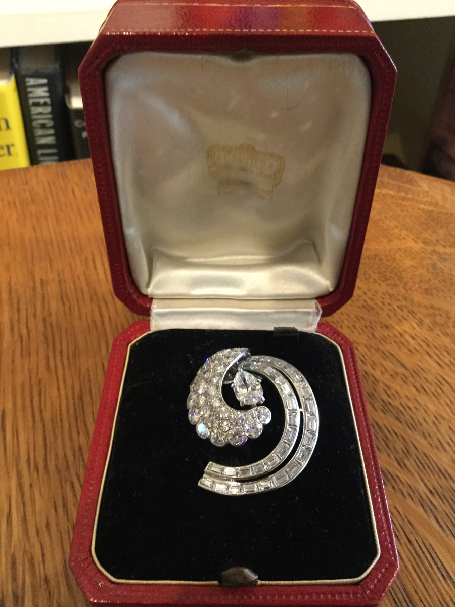Antique Art Deco Period Cartier Diamonds & Platinum Pin Brooch – LeMay ...